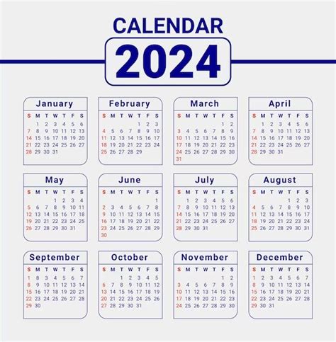 Premium Vector Calendar Template Design Week Start With Sunday