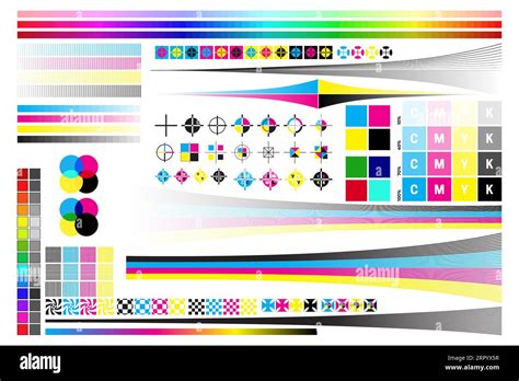 CMYK Print Calibration Illustration With Offset Printing Marks And