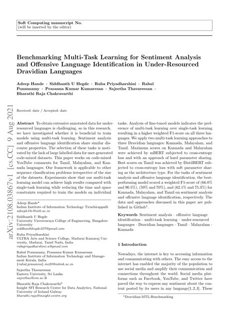 pdf benchmarking multi task learning for sentiment analysis and offensive language
