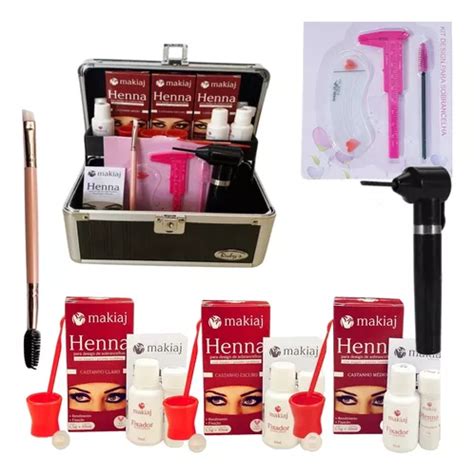 3 Rena Para Design Sobrancelhas Maleta Aluminio Mixer Pincel