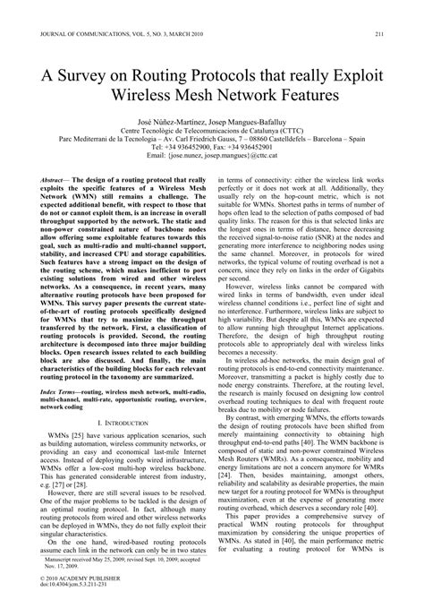 pdf a survey on routing protocols that really exploit wireless mesh network features