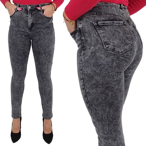Klasyczne Damskie Spodnie Jeans Rurki Wysoki Stan