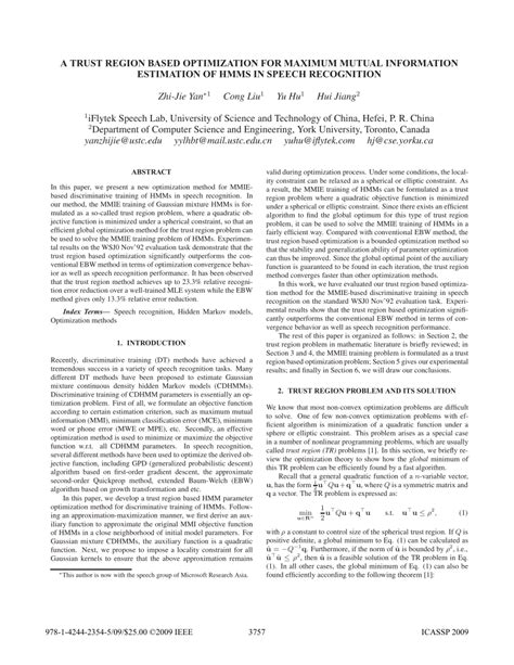 pdf trust region based optimization for maximum mutual information estimation of hmms in