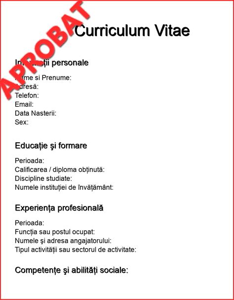 Totul Despre Intocmirea CV Ului Model Actualizat Word Sau PDF