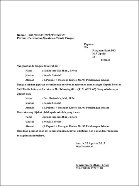 Contoh Surat Permohonan Pergantian Tanda Tangan Surat Lamaran Kerja