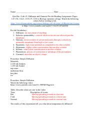 Lab 5 Diffusion And Osmosis Pdf Name Date Gen Bio 1 Lab 5