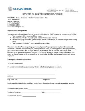 Fillable Online Ucirvinehealth EMPLOYEES PRE DESIGNATION OF PERSONAL