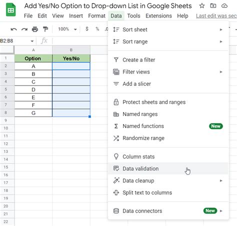 How To Add Yes No Drop Down Lists In Google Sheets Sheets For Marketers
