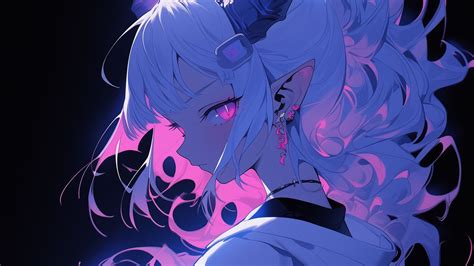 Wallpaper Girl Horns Piercing Kimono Anime Art Hd Picture Image