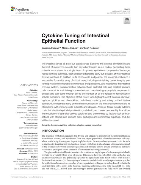PDF Cytokine Tuning Of Intestinal Epithelial Function