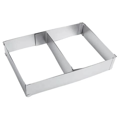 2X MOULE A GATEAU Rectangulaire Reglable Acier Inoxydable Antiadhesif