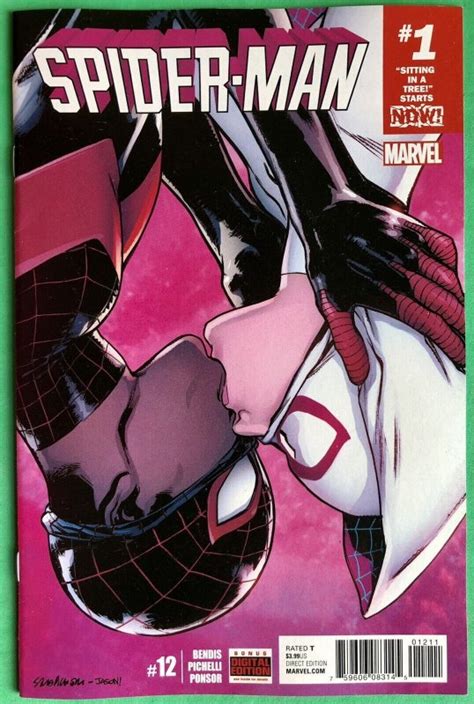 Spider Man 12 2017 Miles Morales Gwen Stacey Spider Gwen Cover Kiss