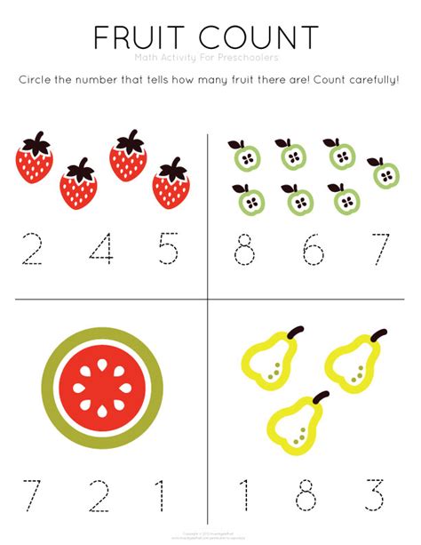 Pre K Math Printable Worksheet