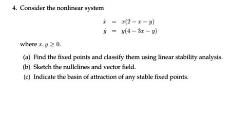 solved consider the nonlinear system i 2 i y y 4 31 y where y 0 find the fixed