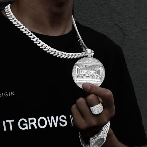 Novo Ice Corrente Cravejada Colar De Hip Hop Pingente Cheio De