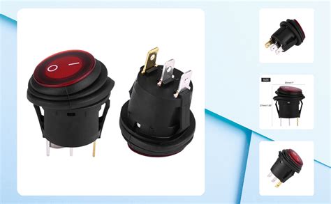 2 pcs Interrupteurs À Bascule À Bascule Lumière LED Rouge 12V 20A 3Pin