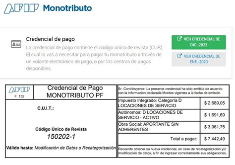 Monotributo 2023 Aparecen Las Nuevas Credenciales 72 De Aumento