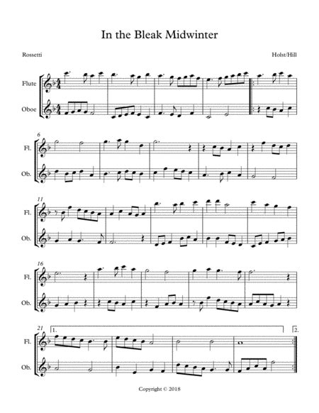 In The Bleak Midwinter Arr Jennifer Dent Hill Sheet Music Holst