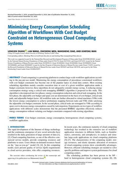 pdf minimizing energy consumption scheduling algorithm of workflows with cost budget