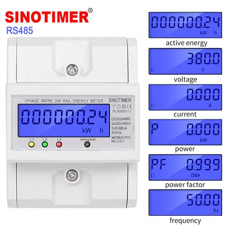 Çok fonksiyonlu RS485 Modbus 3 faz 4 tel elektronik wattmetre güç