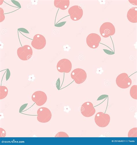 Red Cherries On A Pink Background Seamless Pattern Fruit Background