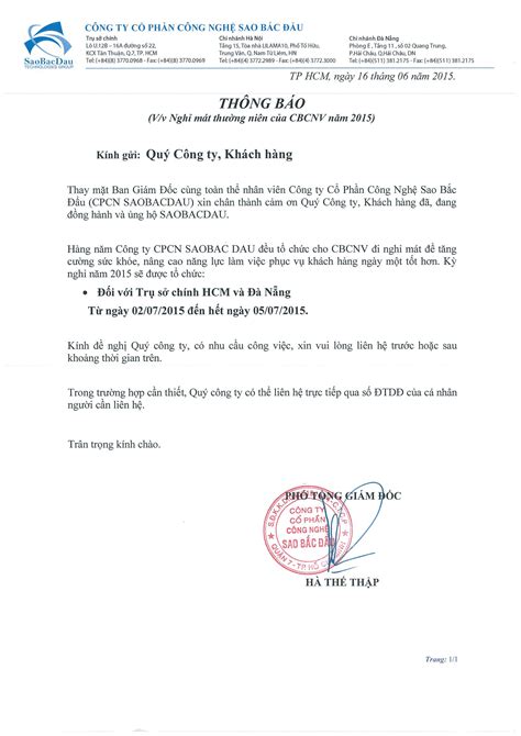 Mẫu Thông Báo Đi Du Lịch Của Công Ty Hướng Dẫn Và Quy Định
