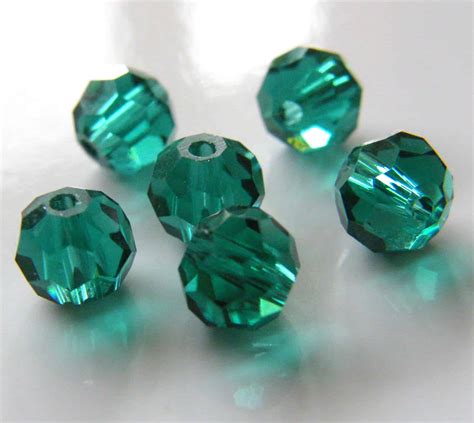 100pcs 6mm Faceted Round Crystal Beads Dark Turquoise BeadsForEwe