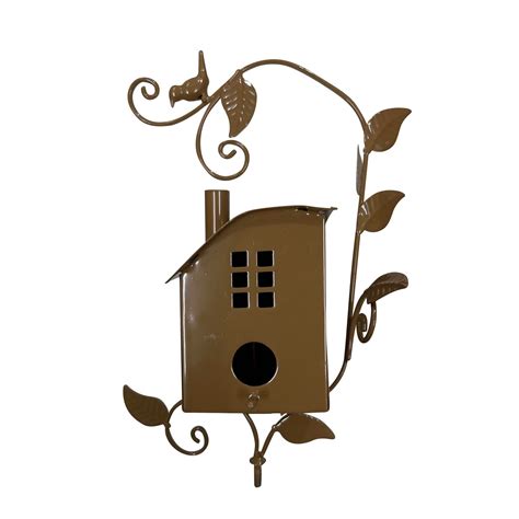 Holloyiver Birdhouse Garden Stakes Metal Bird House With Pole Large
