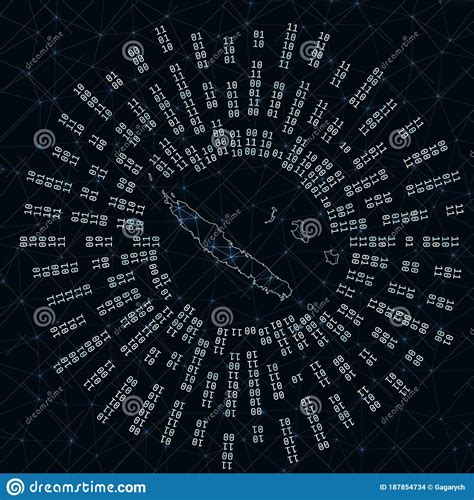 Glowing Map Of New Caledonia Modern Blue Outline Map Royalty Free