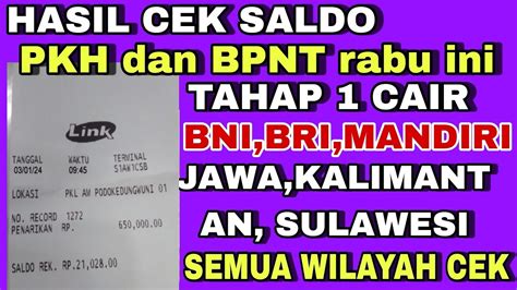 PKH Hari Ini Cek Saldo PKH BPNT Tahap 1 Bank BNI BRI MANDIRI Tanggal