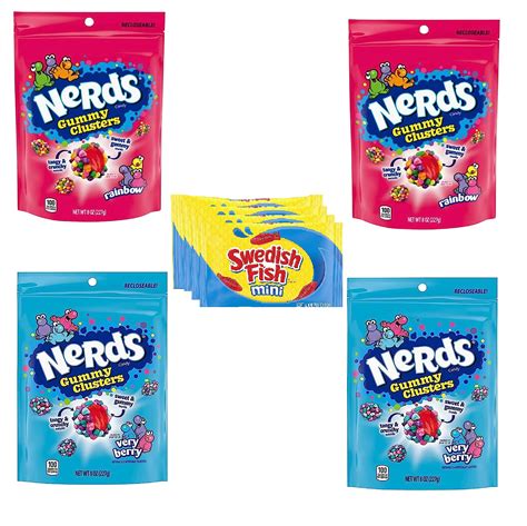 NERDS Gummy Clusters 2 Pound Variety Pack Rainbow Very Berry Gummy