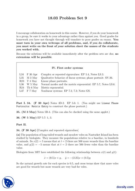 first order systems part 3 differential equations assignemnt and solution docsity