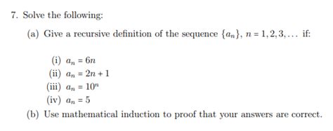 solved solve the following a give a recursive definition