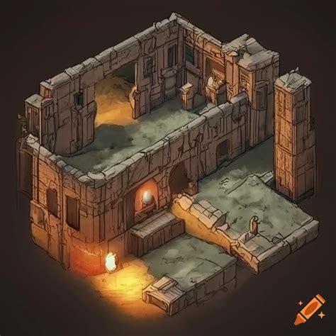 Isometric Map Of A Dungeon For An Rpg
