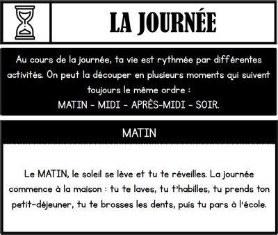 Leçon 1 Se repérer dans la journée