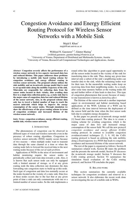 pdf congestion avoidance and energy efficient routing protocol for wireless sensor networks