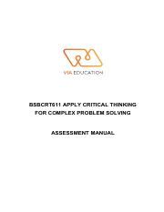 Apply Critical Thinking For Problem Solving Assessment Overview