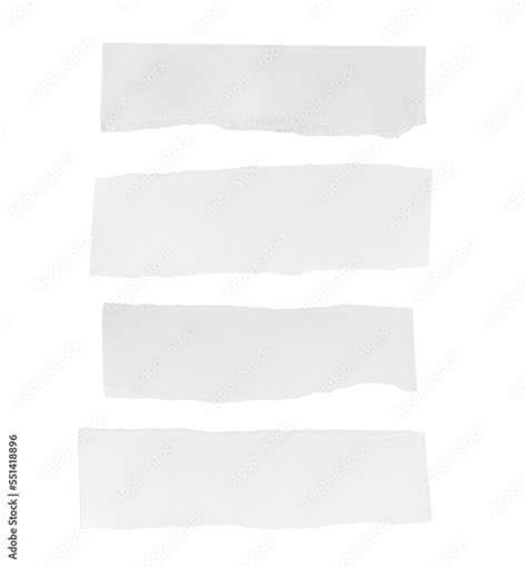 Set Of White Ripped Piece Of Paper Isolated On Transparent Background