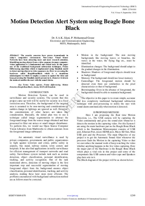 pdf ijert motion detection alert system using beagle bone black ijert journal
