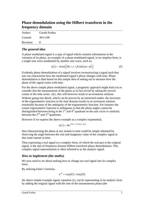 pdf phase demodulation using the hilbert transform in the pdfs phase demodulation rev 0