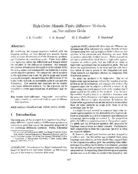 pdf castillo 1996 high order mimetic finite difference methods jose castillo