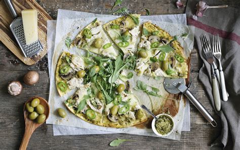 Pizza de pollo champiñones y aceitunas Recetas DIA