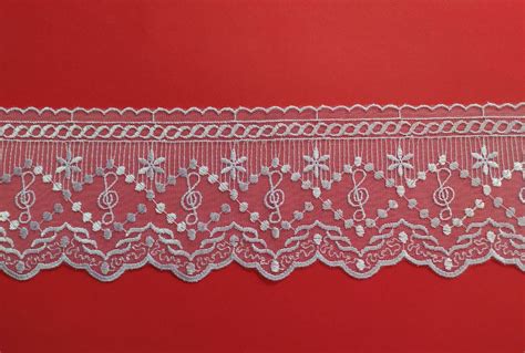 Renda Tule Bordado Sutache Notas Musicais Xl Elo