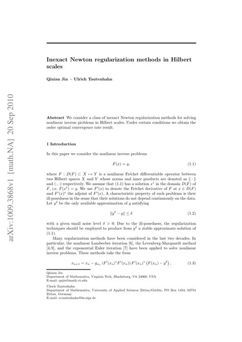pdf inexact newton regularization methods in hilbert scales
