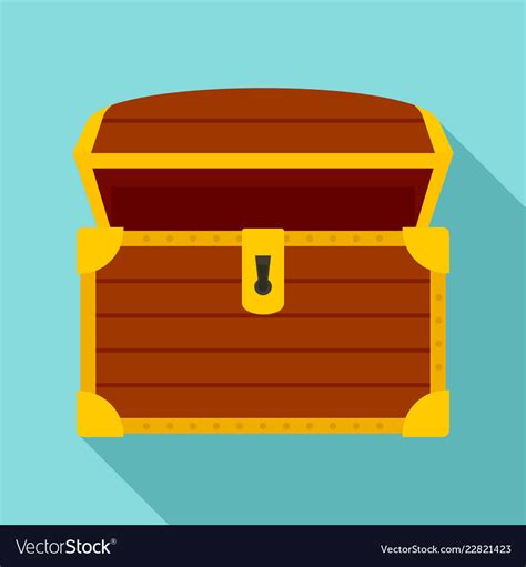 Open Treasure Chest Icon Flat Style Royalty Free Vector