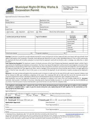Fillable Online Municipal Right Of Way Works Excavation Permit Fax
