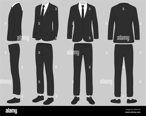 Fashion Man Isolated Front Back And Side View Vector Illustration