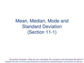 PPT Mean Median Mode Variance Standard Deviation PowerPoint