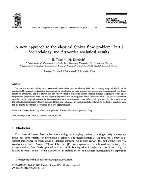pdf a new approach to the classical stokes flow problem part i methodology and first order