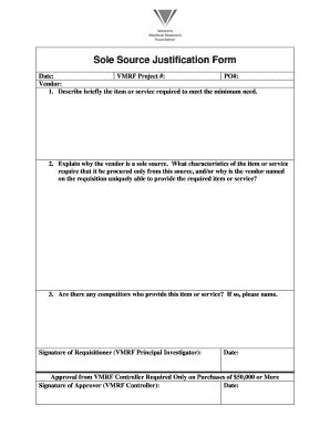 Fillable Online Sole Source Justification Form Vmrf Net Fax Email